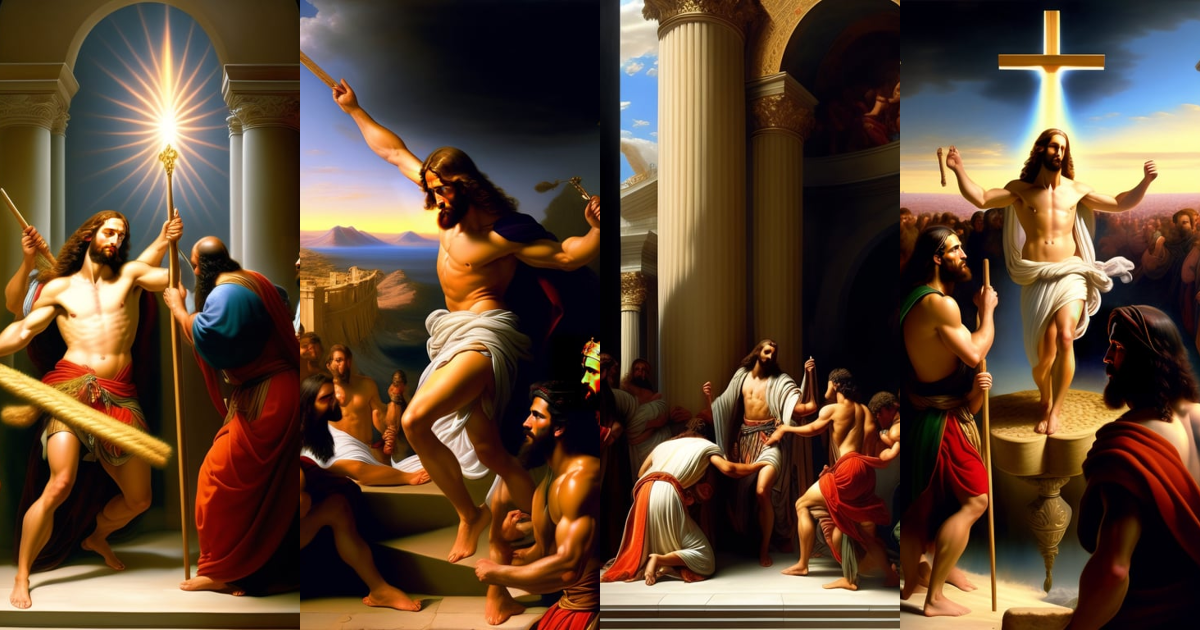 Lexica - Jesus Christ being flogged by the Romans and a strong light ...