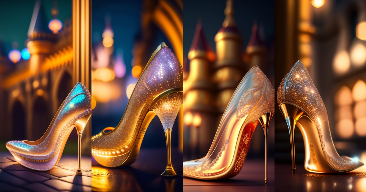 Lexica - Shiny clear intricate high heel shoe in front of a castle, 8k ...