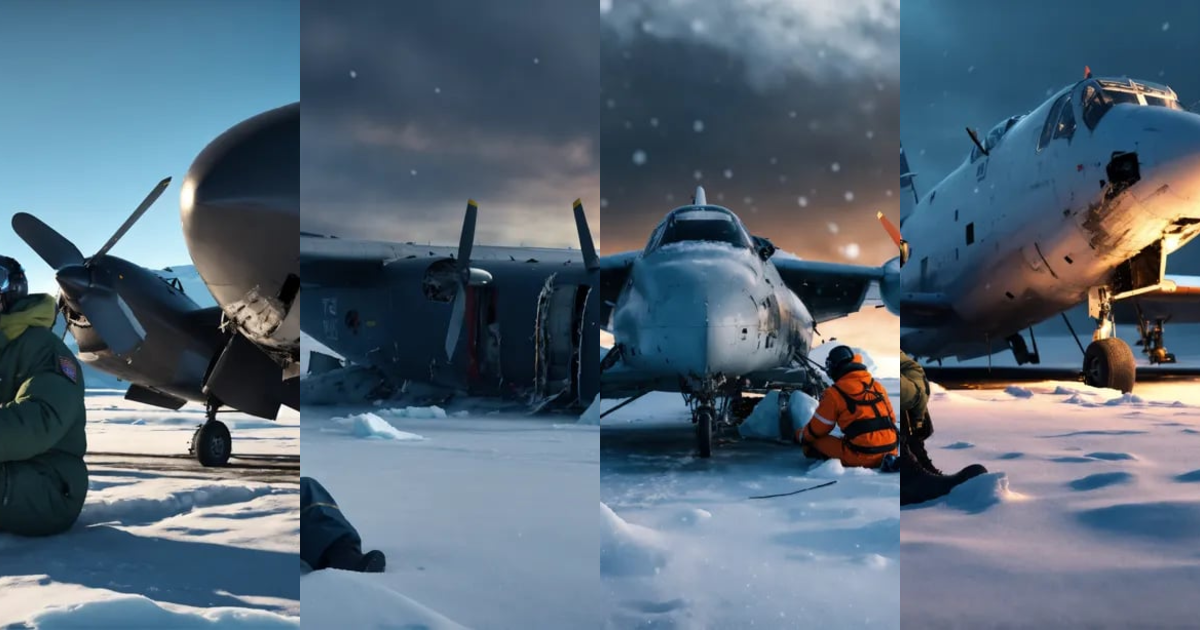 Lexica - Scary Phantom pilot sitting near crashed plane in Antarctica ...
