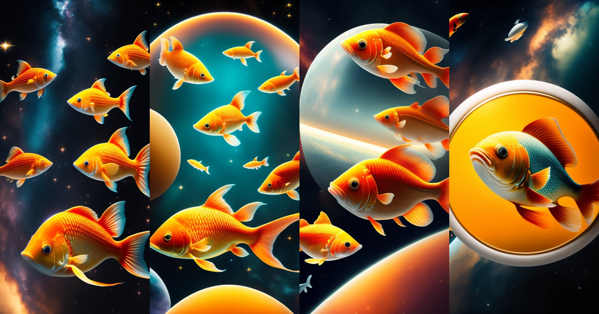 Lexica - Many people in space with goldfish