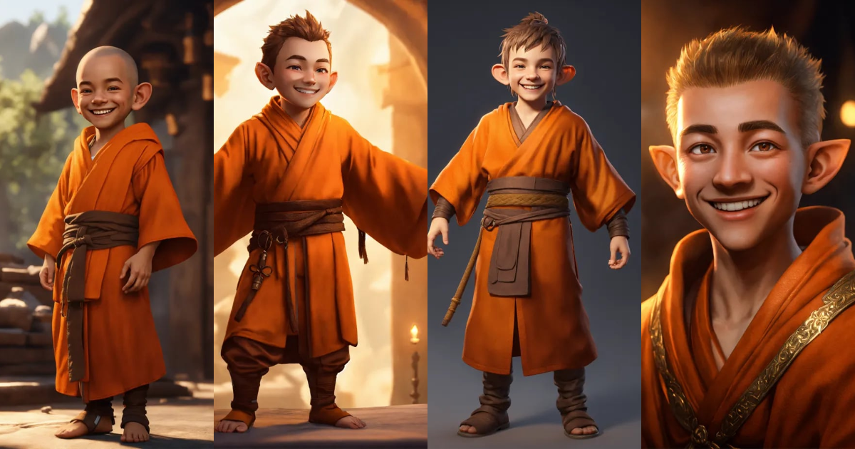 Lexica - Detailed skinny small male halfling grinning with mischievous ...