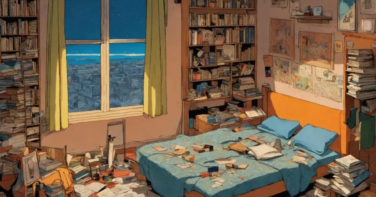 Lexica - Illustration by hergé, cube cutout of an isometric messy ...