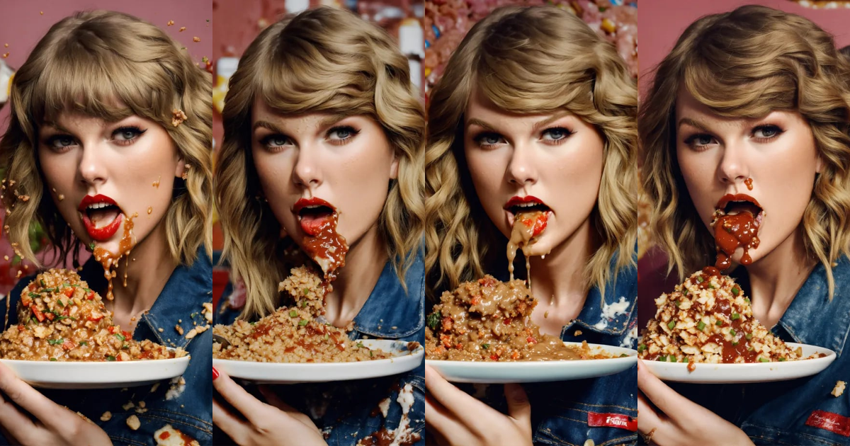 Lexica - Photo realistic shot of taylor swift eating a disgusting pile ...