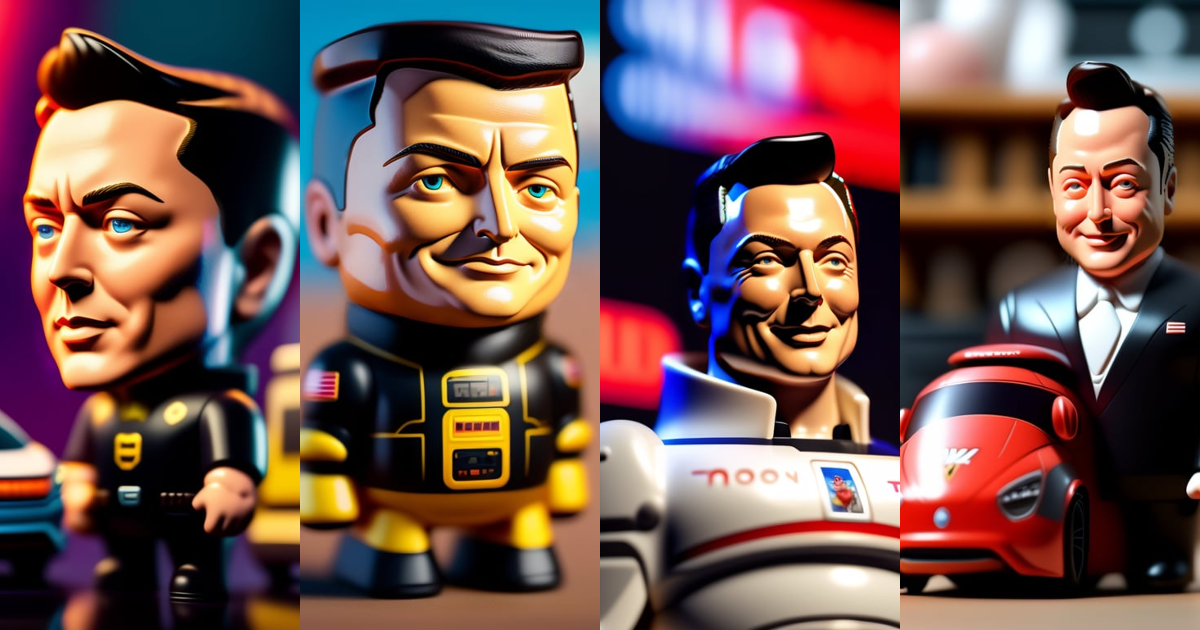 Lexica - 4k cartoon, Elon musk Toy.