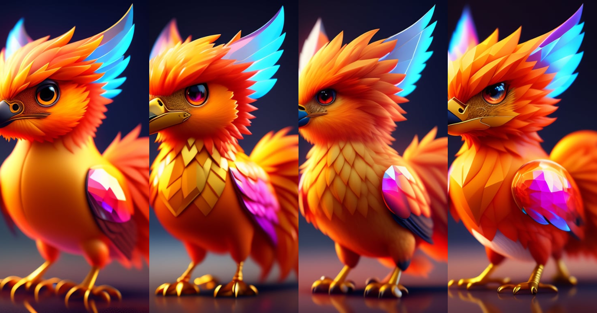 Lexica - A cute adorable phoenix made of crystal ball with low poly eye ...