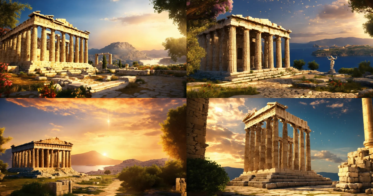 Lexica - Magical,beautiful monuments, ancient Greece, realistic, 169,8k