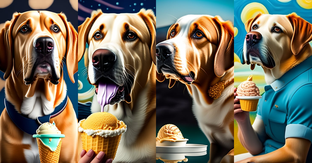 Lexica - Labrador eating ice cream in the style of van gogh