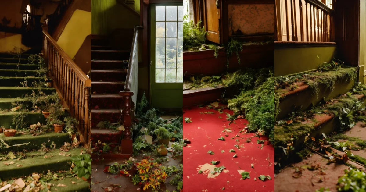 Lexica - Small plants smashed on floor in 1970s england haunted house ...