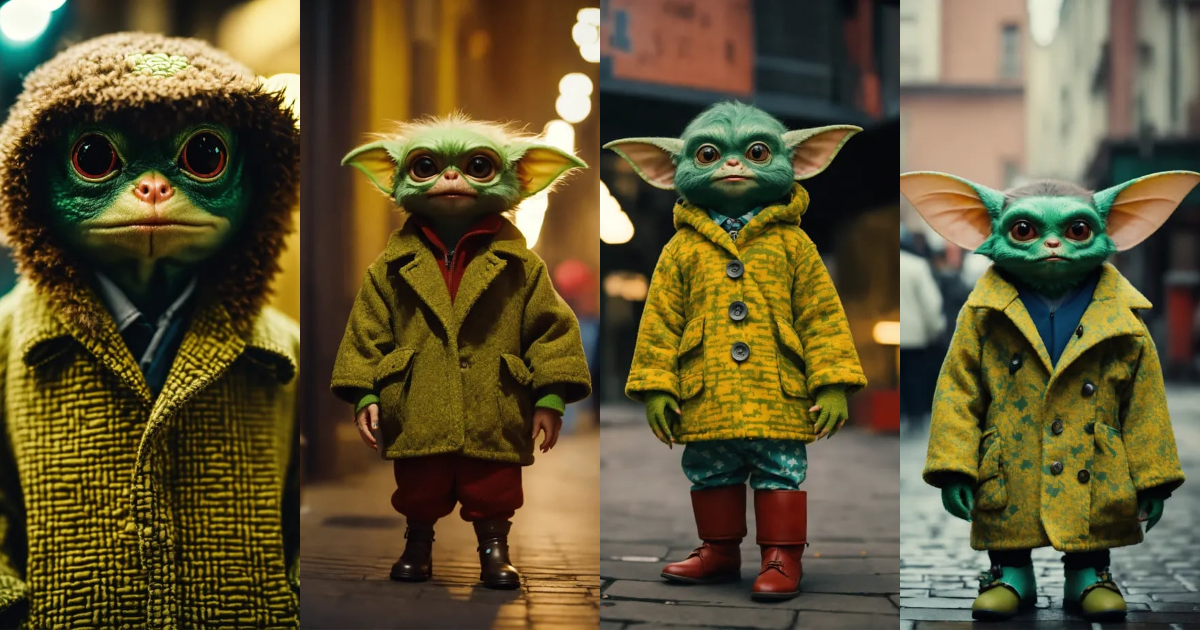 Lexica - Leica portrait of a gremlin wearing a coat, coded patterns ...