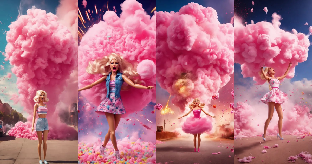 Lexica - Digital art screaming Angry Barbie doll destroying the world ...