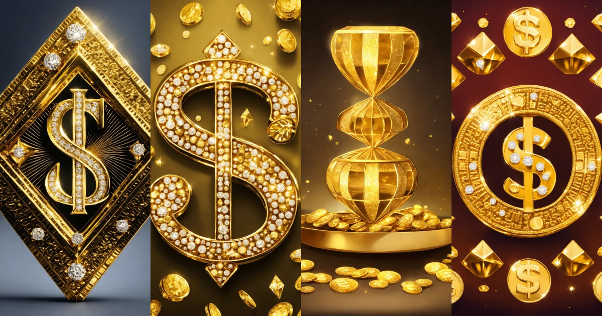 Lexica - Gold money sign diamonds rich luck