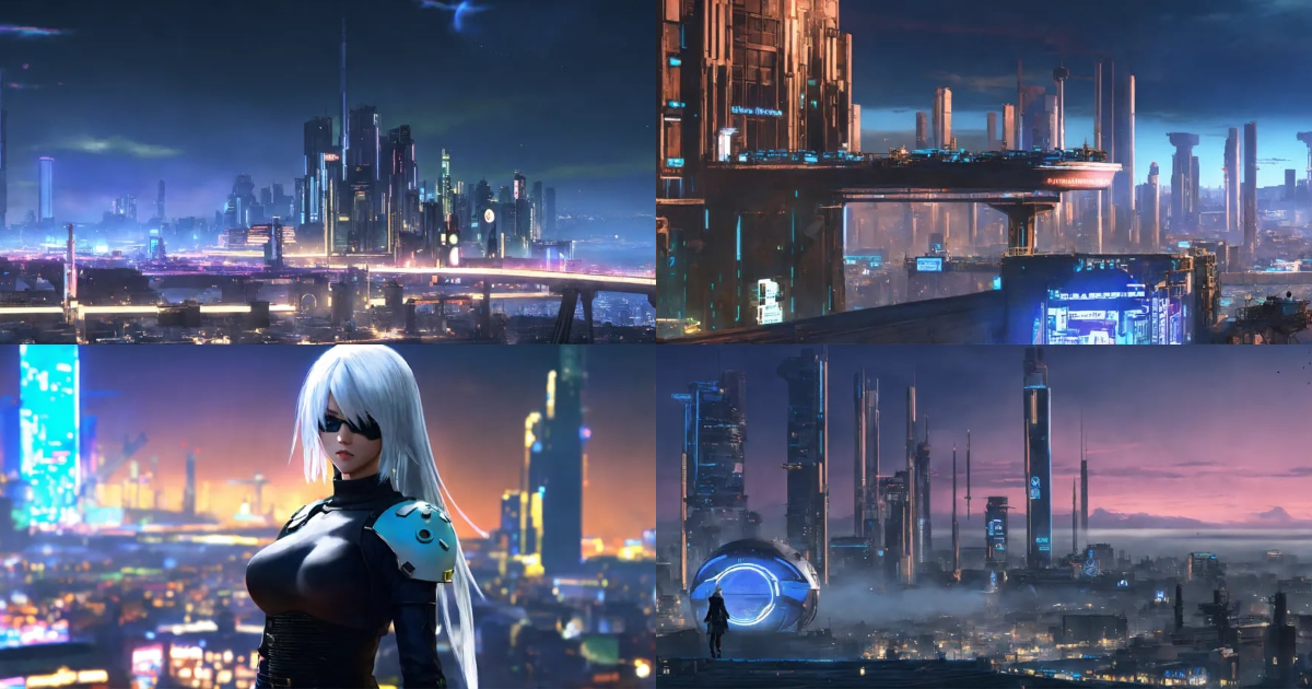 Lexica - Render of nier automata A2 long white hair, blue eyes ...