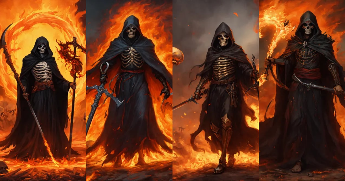 Lexica - The grim reaper with flaming scythe raised for the kill ...