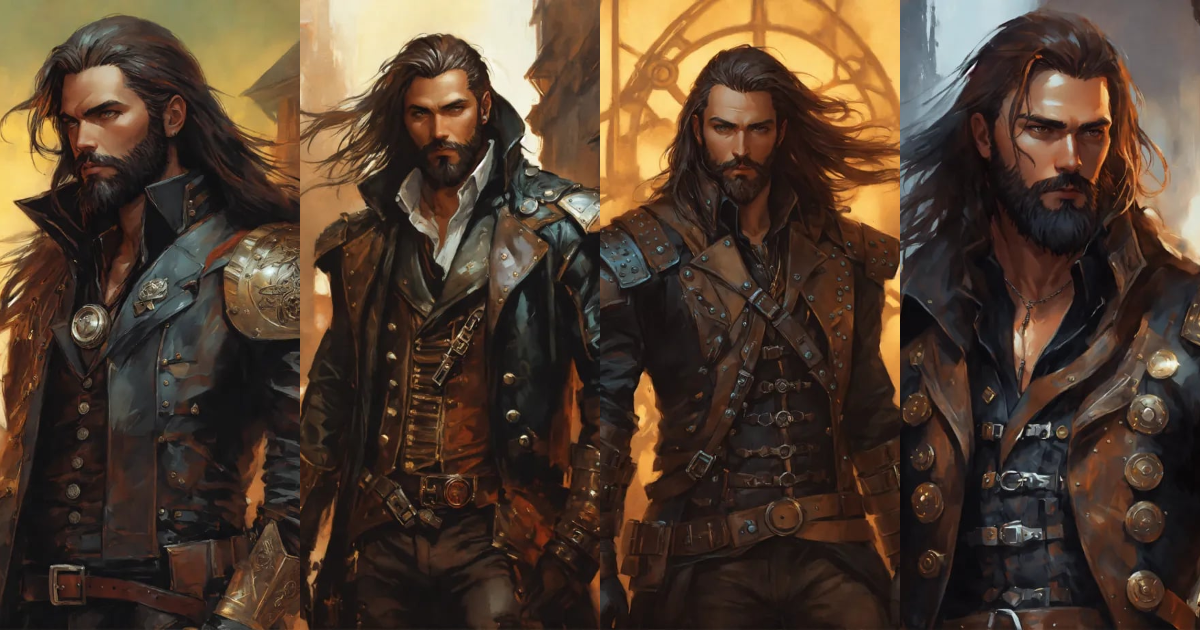 Lexica - Male steampunk vampire bounty hunter wearing studded leather ...