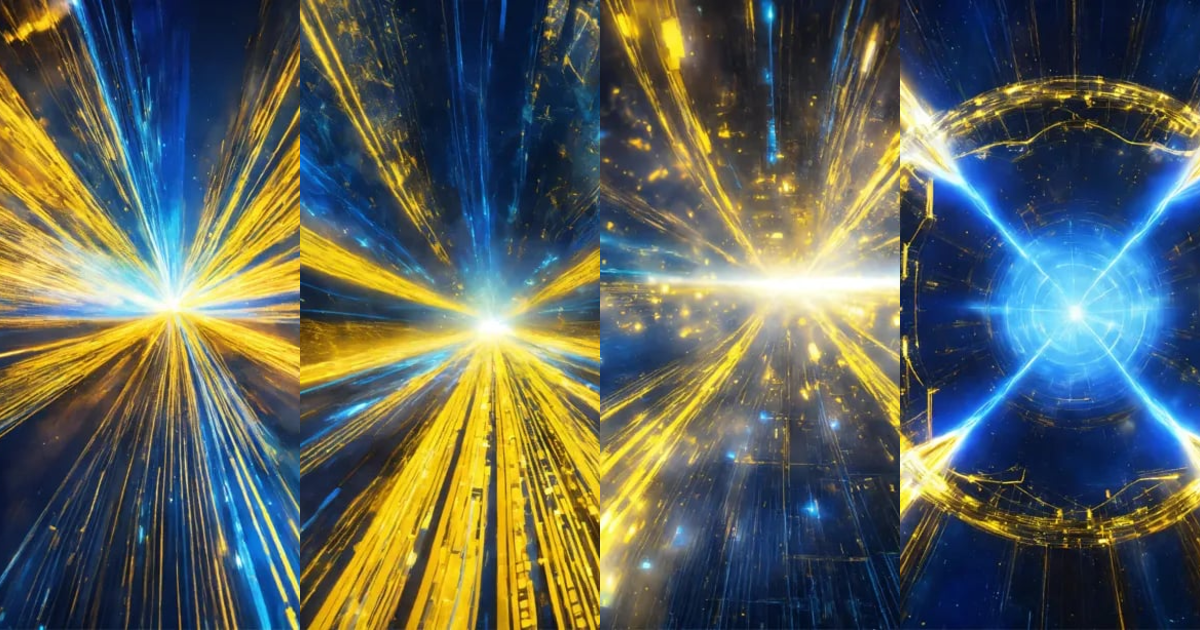 Lexica - Blue and yellow hyperspace with energy trails