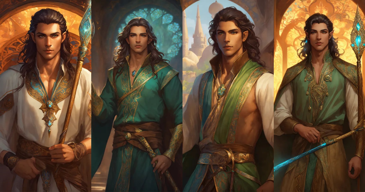 Lexica - Handsome Turkish Male Elf wizard with magical staff, high ...