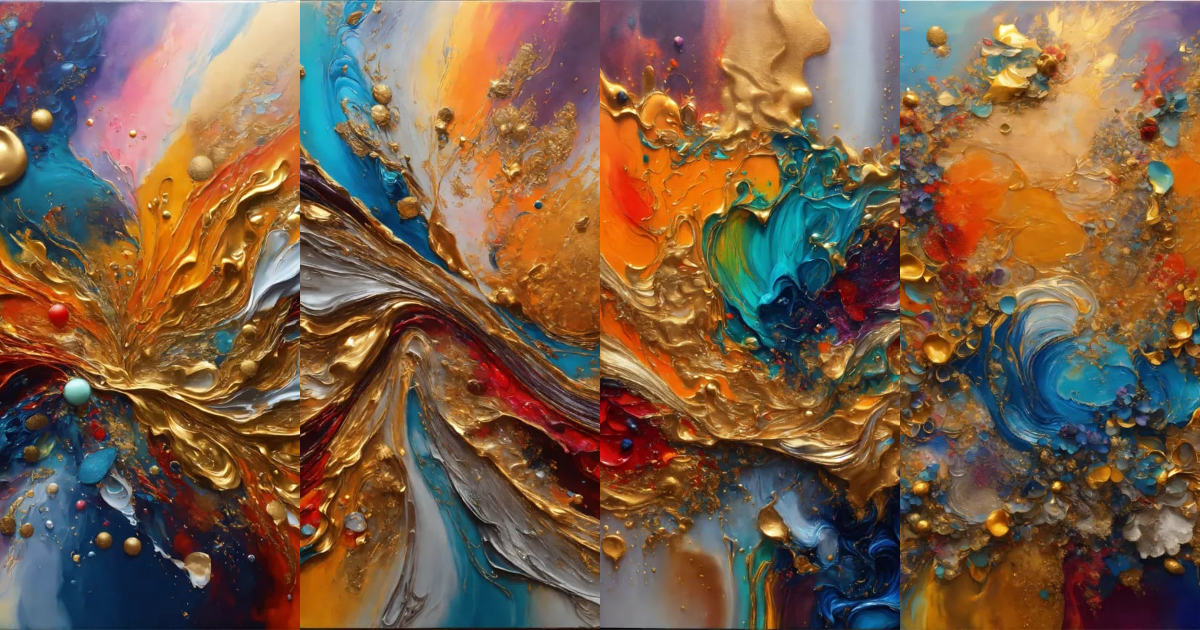 Lexica - Colorful abstract painting oil and water complex complicated ...