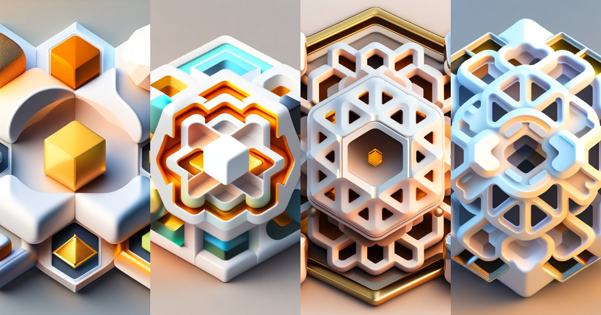 Lexica - White Symmetric Shapes, 3D isometric icon, Microscopic, 4 ...