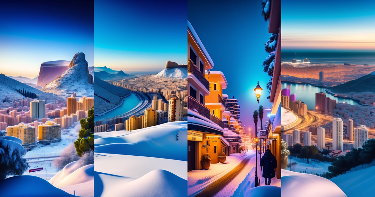 Lexica - A phtography of benidorm city with snow