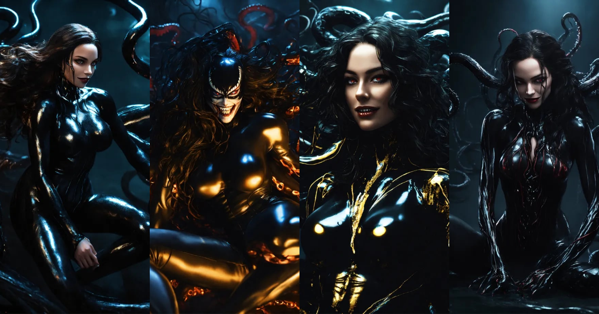 Lexica - An ultrarealistic full body photograph of woman venom symbiote ...