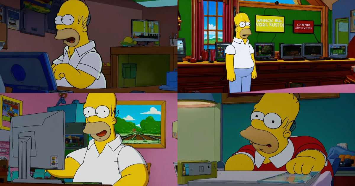 Lexica - Just Homer Simpson wearing apple vision pro looking straight ...