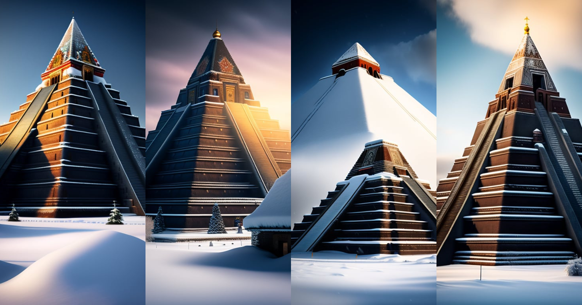 Lexica - Ancient Aztec pyramid in the snow at moscow realistic photo ...