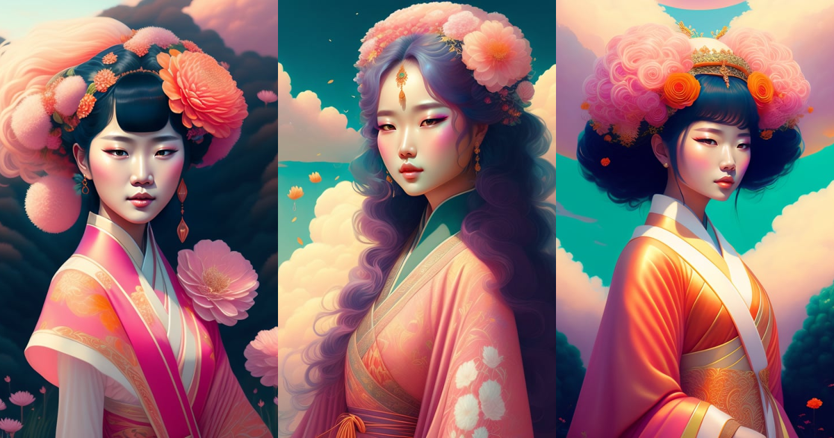 Lexica - :: pop portrait ninfa in japanese costume kimono, big hair ...