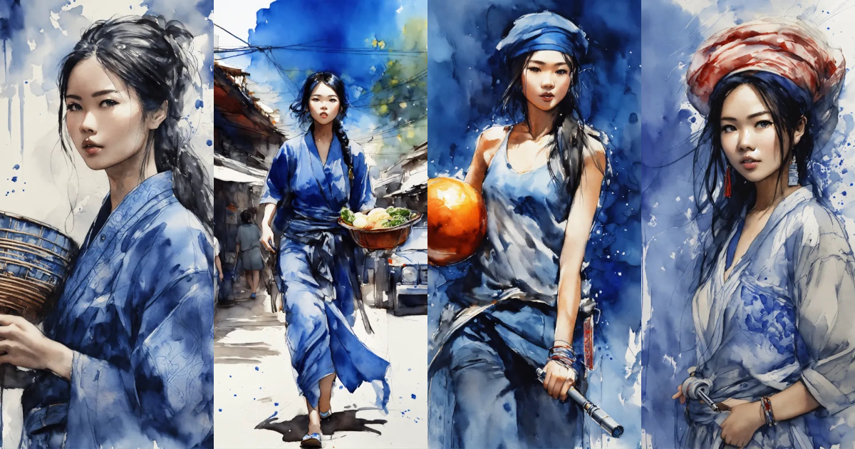 Lexica - Ball point pen Ink drawing of Vietnamese Vietnamese Female ...