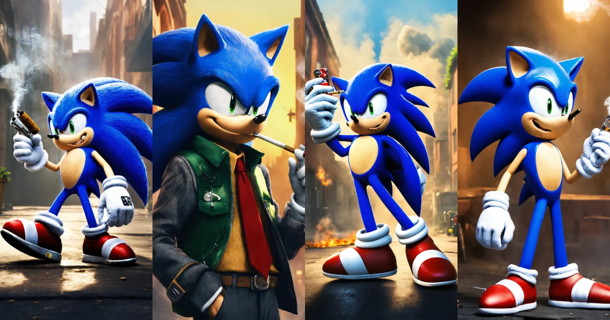 Lexica - Sonic the hedgehog smoking gangster