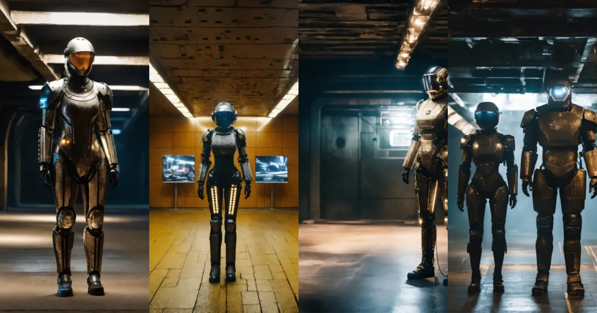 Lexica - An ultrarealistic photograph of three different minimalist futuristic full body ...