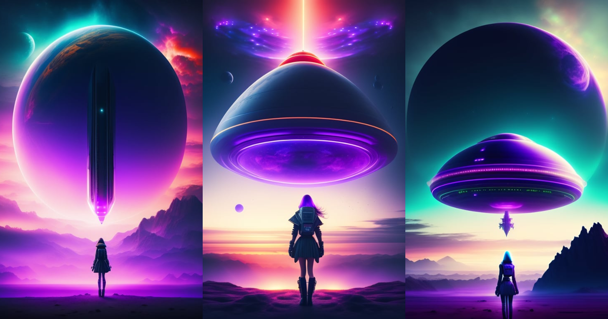 Lexica - Distopic future, alien space ship above the sky, earth as a ...