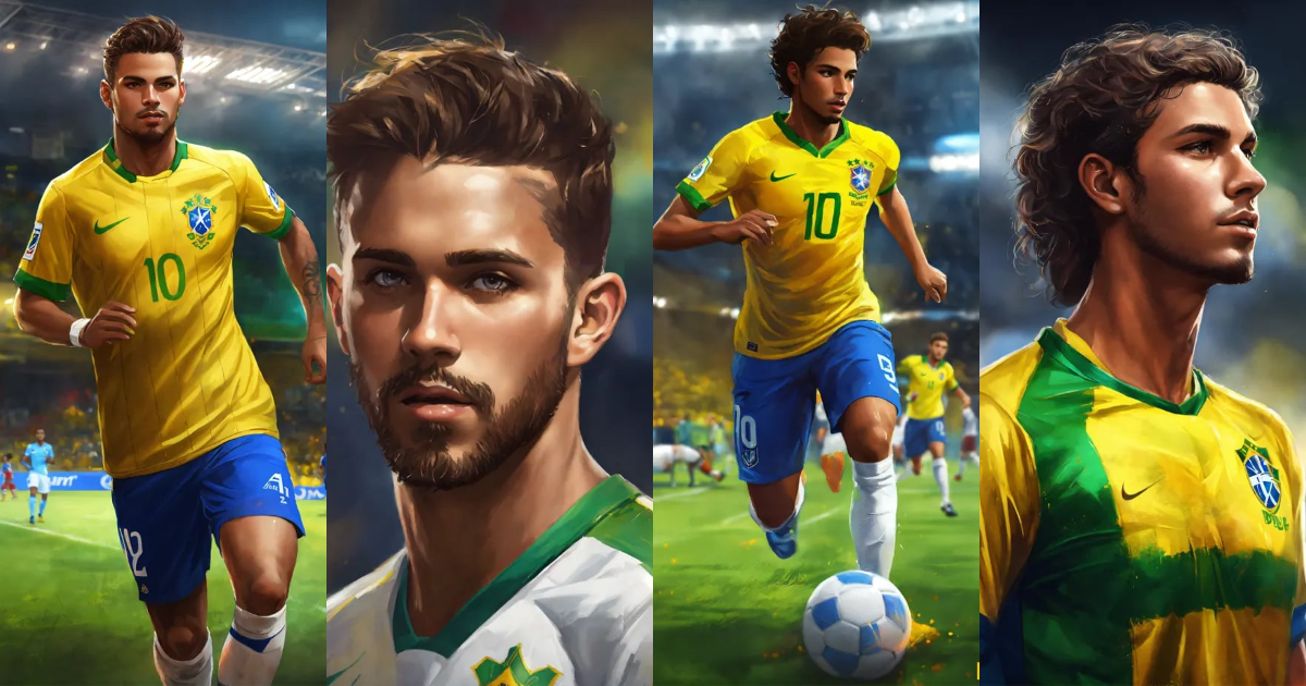Lexica - Brazilian soccer player digital art, realistic painting, dnd ...