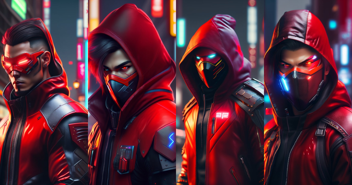 Lexica - Awesome looking blood splattered red male ninja in cyberpunk ...