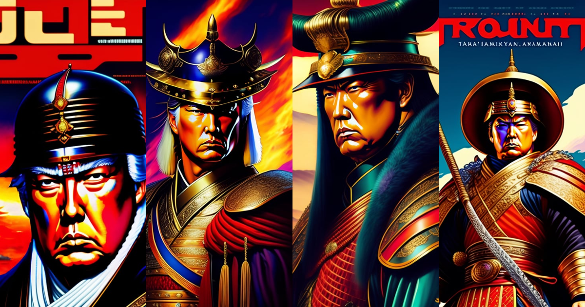Lexica - Poster of donald trump as a samurai, wearing cyberpunk ...