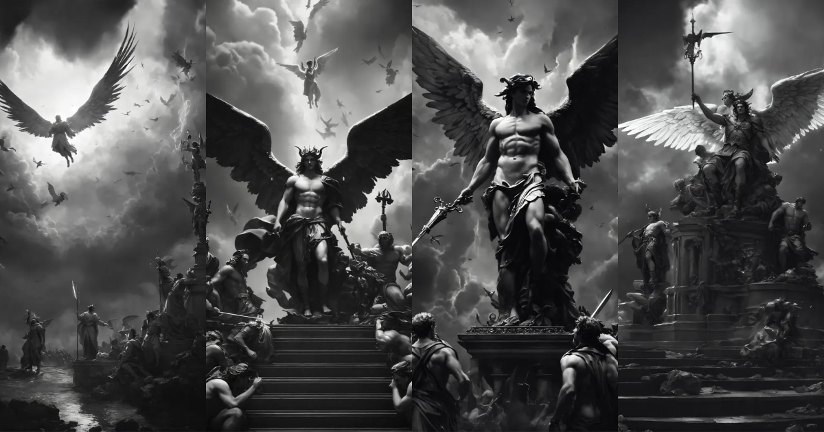 Lexica - A classical painting of the angels and demons in heaven at war ...