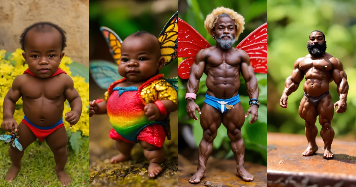 Lexica - Shrunk tiny bug size old Haitian bodybuilder tooth fairy kali ...