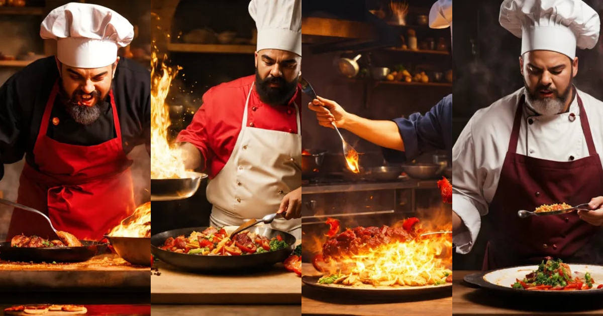 Lexica - Satan disguised as a chef casting his spell on the food