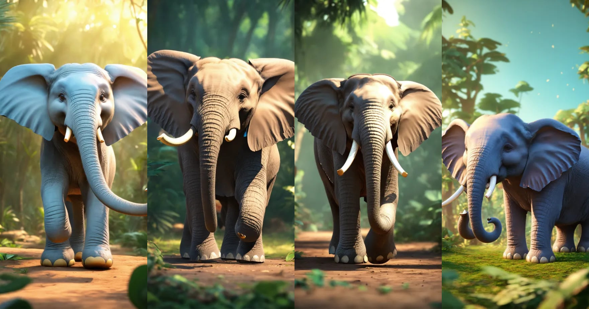 Lexica - 3d style animation cartoon cute elephant talking move its tusk ...