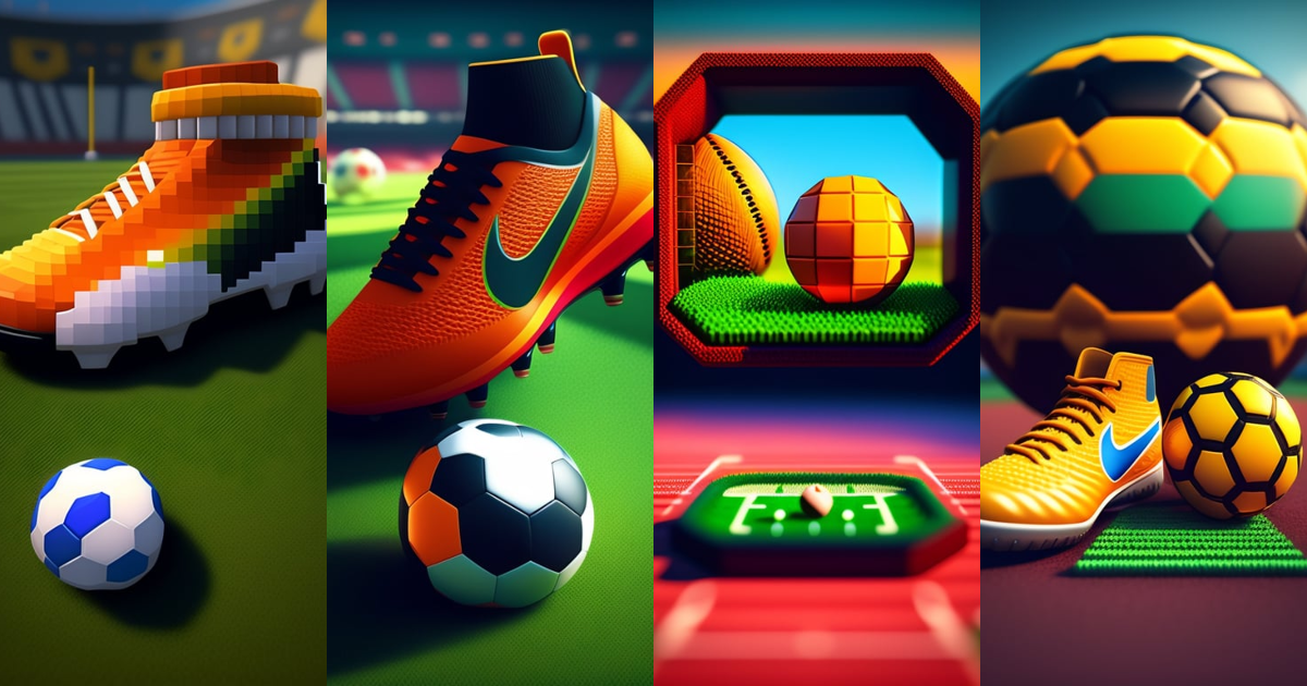 Lexica - Voxel art, foot baller , pele, in foot ball ground