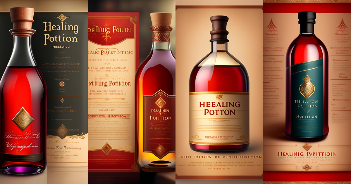 Lexica - Flyer advertisement for healing potion, red potion, glass ...