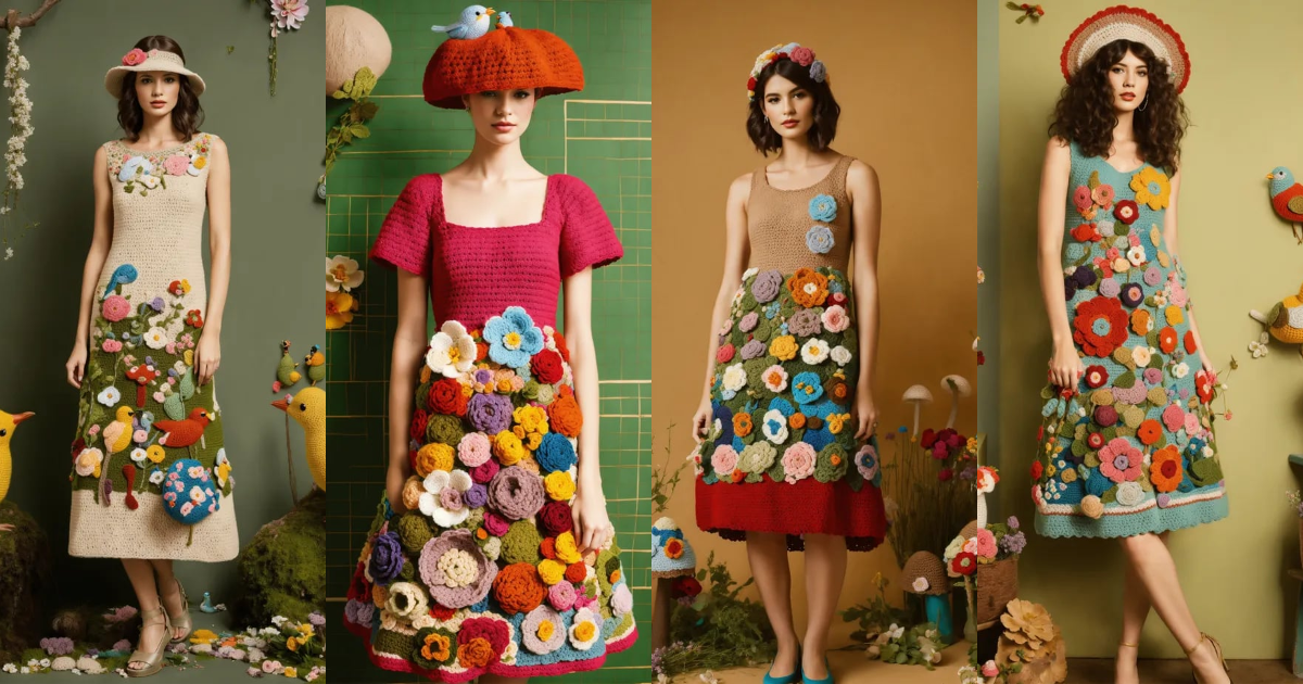 Lexica - Create clothes crocheted bridesmaids dress collection with ...