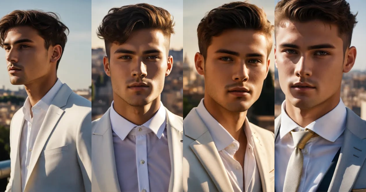 Lexica - Close up of one young male model in whiteclothes looking to ...