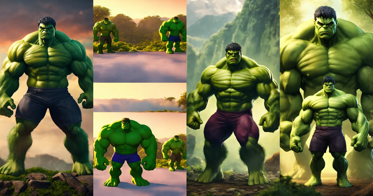 Lexica - Different versions of Hulk standing together, nature ...