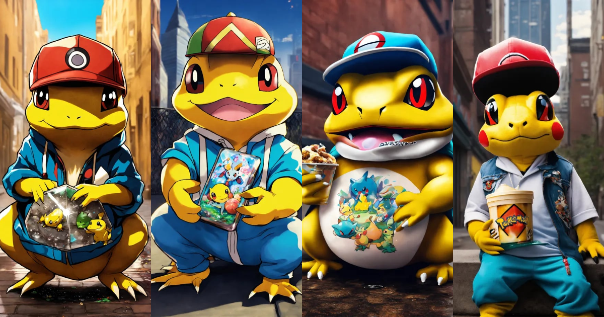 Lexica - Pokémon as a hip hop street artist with a diamond milk toad