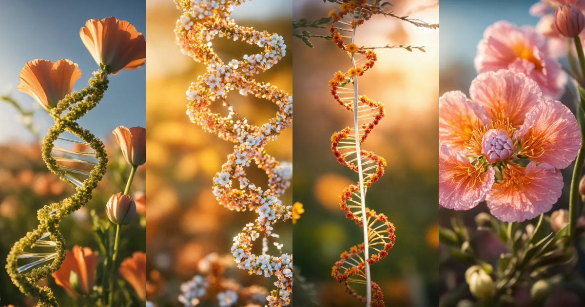 Lexica - Clear interlocking dna strand helix with flower stems inside ...