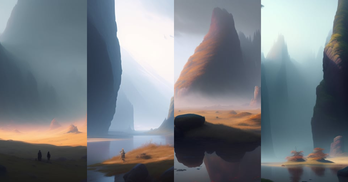 Lexica - Foggy terrain, scene, natural light, dark, complex, highly ...