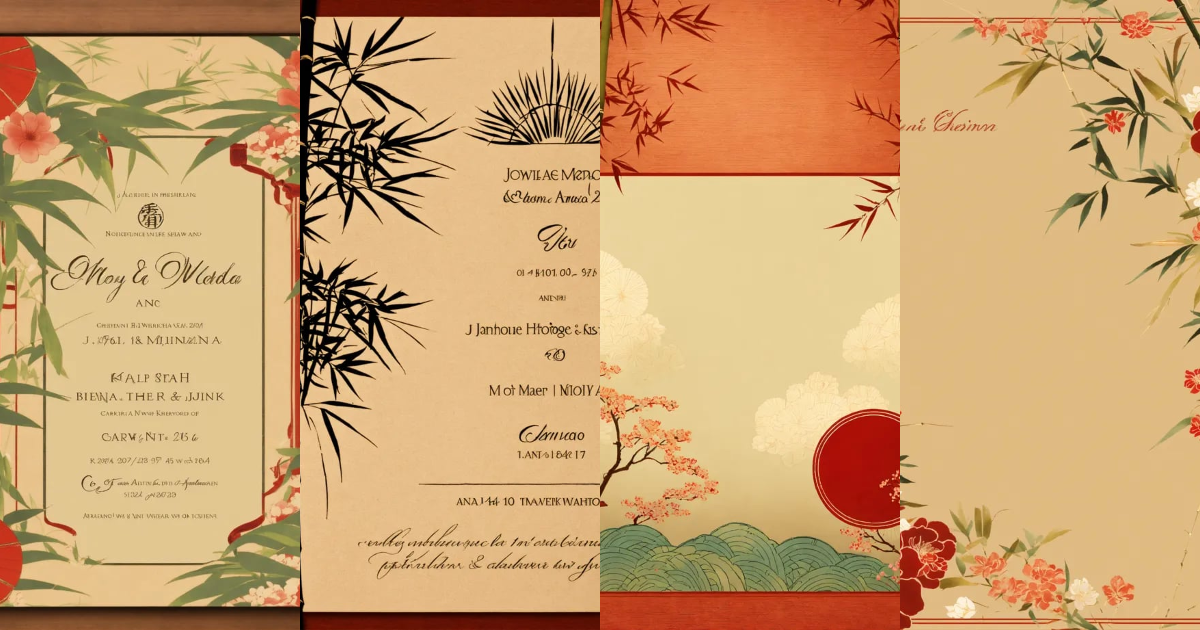 Lexica - Antique Japanese kimono bamboo inspired wedding invitation