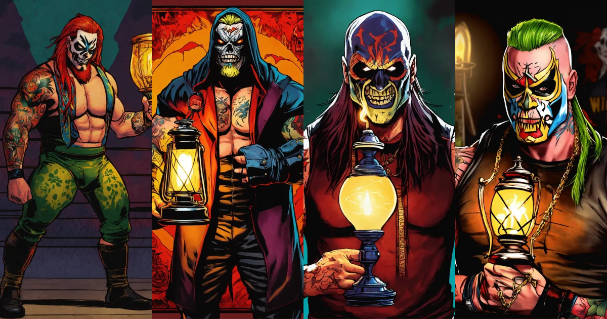 Lexica - The fiend wwe wrestler holding a lamp comic book style tattoo ...