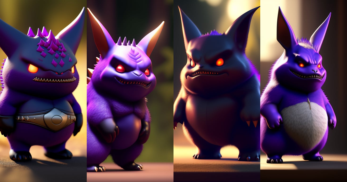 Lexica - Super realistic, Gengar is a dark purple, bipedal Pokémon with ...