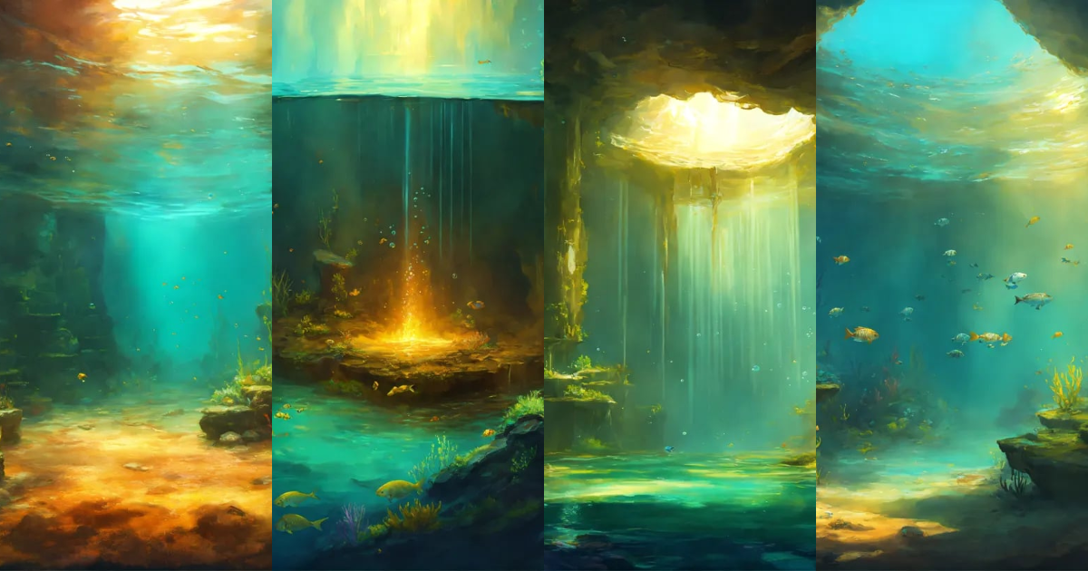 Lexica - Concept art of bottomless underwater pit, oil painting style ...